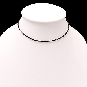 A&M Natural Black Spinel Faceted Round 925 Sterling Silver Necklace With Adjustable Chain, Healing Black Spinel Beaded Necklace, Black Spinel Necklace, Beautiful Black Spinel Beads Necklace, Handmade Black Spinel Necklace Jewelry For Casual Wear And Gift