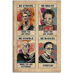 Be Strong Be Brave Be Humble Be Badass Feminism Retro Metal Tin Sign Vintage Sign Living Room Porch Decor Gifts For Home Coffee Wall Decor 8x12 Inch