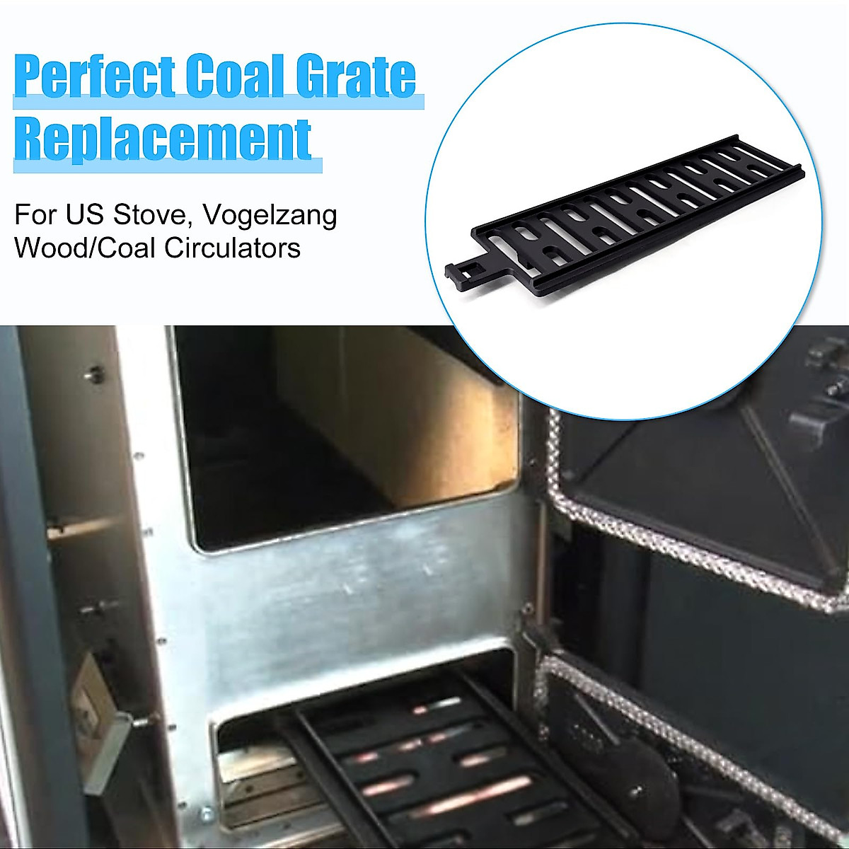 Adviace 40101 Coal Grate for US Stove & USSC Wonderluxe B2350, Wondercoal 2827, Vogelzang VG900 Wood and Coal Circulators.