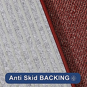 COSY HOMEER Kitchen Rugs Non-Slip 20" x30/20 x48 Inch Thick Polypropylene Standing Mat for Home Machine Washable, Red Frame