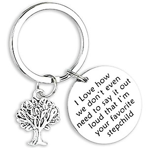 Ahaeth Jewelry Stepmom Gift Keychain Ideas for Women Men Funny Best Stepdad Keychains Gifts Stepmom Keychain