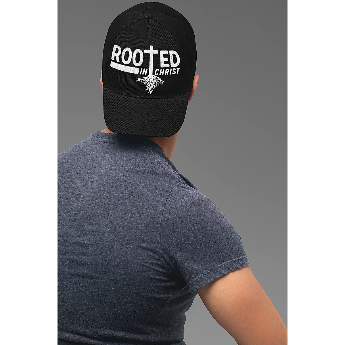 Christian Faith Over Fear Nail Cross Jesus Mens Mesh Back Trucker Hat Baseball Cap, Black/Black