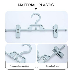 Angoily 10 Pcs Plastic Skirt Hangers with Adjustable Clips, Space Saving Hangers, Non- Slip Durable Pant Hangers for Closet Organizing (Blue)