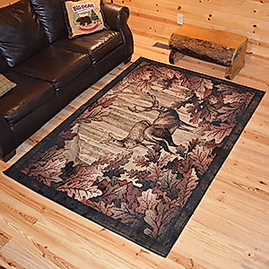 Rug Empire Rustic Lodge, Deer Area Rug, 26" W x 39" L, Black