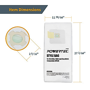 POWERTEC 75046 Filter Bags for AstroVac, Valet and VacuMaid HPB2HPK & HPB2H Vacuums, 3PK