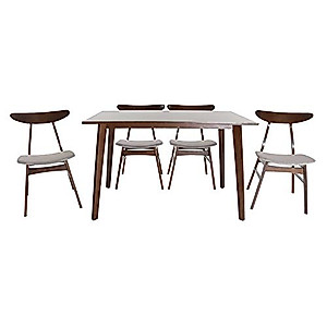 Zenvida Mid Century 5 Piece Dining Set Wood Table Fabric Chairs Seats Four
