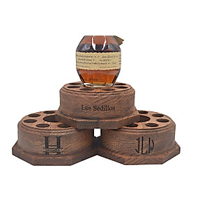 Personalized Laser Engraved Round Lighted Oak Cork Display fits Blanton's Bourbon Horse Cork Stoppers, Whiskey *Not made by or affiliated with Blanton's*