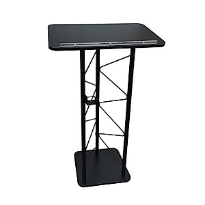 FixtureDisplays Truss Metal and Wood Podium 25" Wide Top Pulpit Lectern with A Cup Holder 11566-H