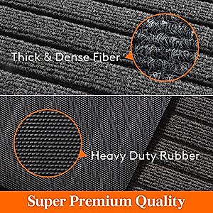 Lifewit Premium 2 Pack Indoor Mat Door Mat Heavy Duty Non Slip Rubber Backing Doormat Entrance Low-Profile Rug Trap Dirt for Front Door, Entry, Garage, Patio, High Traffic Areas, 29.5×16.5 in, Grey
