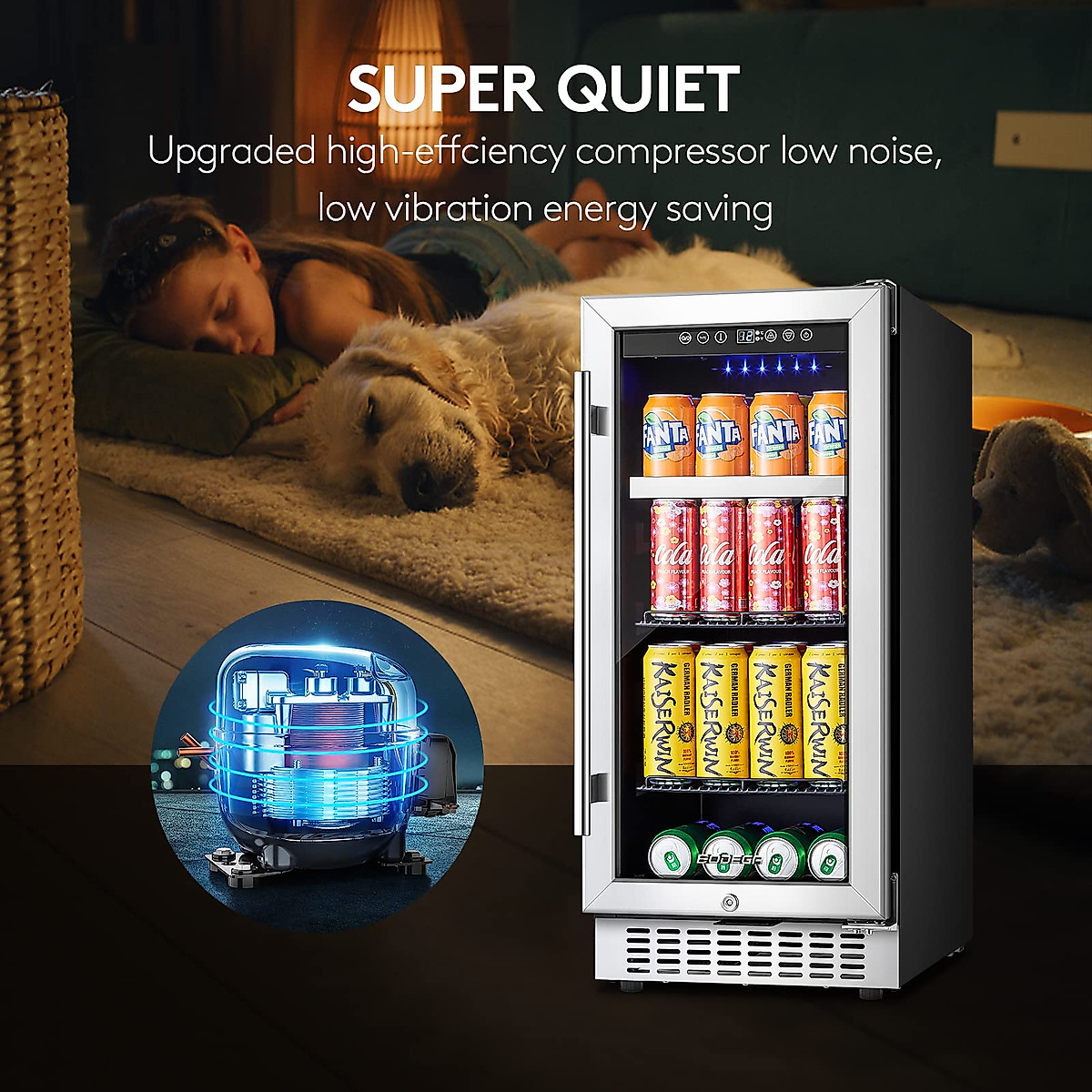 BODEGA Beverage Refrigerator Cooler,15 inch drink fridge under counter,100 cans mini Fridge with Glass Door for Soda Beer,Wine,Beverage Cooler for Home,Kitchen, Bar or Office.