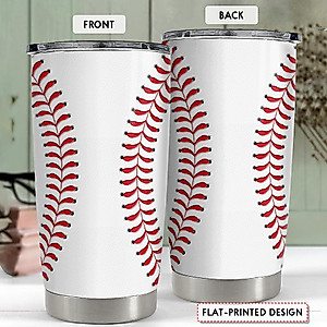 SANDJEST Baseball Tumbler Cup 20oz Stainless Steel Insulated Travel Mug Tumblers Cup Baseball Gift for Women Men Mom Gifts for Birthday Christmas