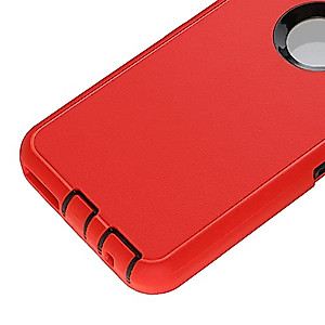 for iPhone 6 Plus/6S Plus Case,Heavy Duty 3 in 1Built-in Screen Protector Full Body Shockproof Dust-Proof Drop-Proof Durable Phone Cover for iPhone 6 Plus/6S Plus 5.5" Red/Black