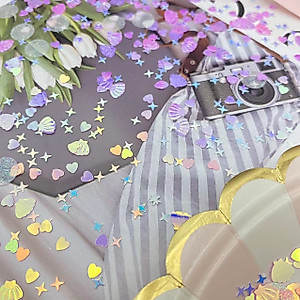 2000 Pieces Mermaid Seashell Party Glitter PVC Table Confetti for Wedding Birthday Party Decoration Celebrations Mermaid confetti,Bridal Shower Valentines Party Decorations (Pink)