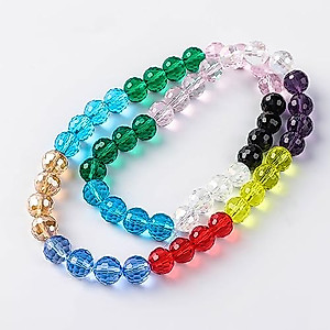 FZH 70 PCS Round Glass Crystal Beads, 12MM, 96cutting Surfaces, Faceted Rondelle Beads for Jewelry Making, DIY Craft