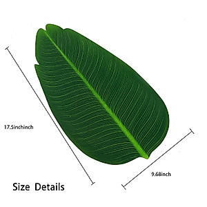 SWR Banana Leaves, Leaf placemats, 10 Pcs Artificial Banana Leaves for Hawaiian Party Jungle Aventure Theme Party Decor Table Runner Centerpieces Placemat (10), Green, 17.72''*9.84''