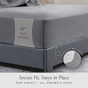 BELADOR Viscose Bamboo Sheets Queen - Silky Luxury Bed Sheets Cooling Sheets Set - Soft Satin Bed Sheet Set - 16 Inch Deep Pocket - Hotel Sheets Bedding Set Flat Sheet + Fitted Sheet + 2 Pillowcase