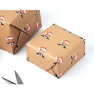 ZIGFRUIT 10 Sheets Funny Trump Christmas Holidays Wrapping Paper Roll for Gifts 17”x27.5” Per Sheet（10 Sheets in A Roll Not Folded Sheets）