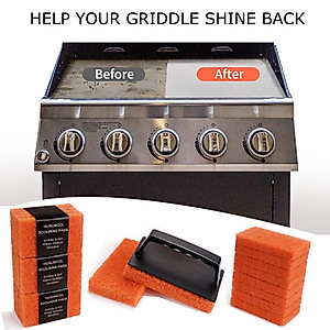 Griddle Cleaning Kit, Heavy Duty Grill Cleaning Pads for Blackstone Flat Top Griddle and Grill, Non- Scratch Scouring Pads for Pots, Stove, Pans, Cookware, Tub and More, Scour Pads (22 Pads + Handle)