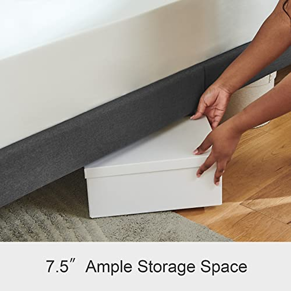 Molblly Queen Bed Frame Upholstered Platform with Headboard and Strong Wooden Slats,Non-Slip and Noise-Free,No Box Spring Needed, Easy Assembly,Dark Gray