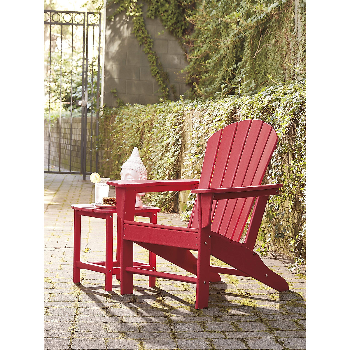 Signature Design by Ashley Sundown Treasure Outdoor Patio HDPE Weather Resistant Adirondack Chair, Red