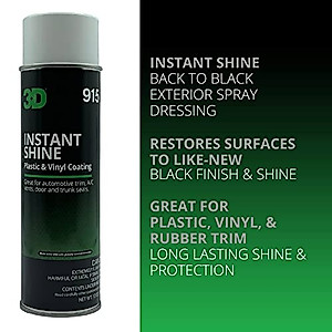 3D Instant Shine Back to Black Exterior Spray Dressing - Restores, Shines & Protects 19oz.