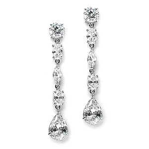 Mariell Cubic Zirconia Crystal Dangle Bridal Earrings, 2 Inches Long, Silver CZ Crystal Jewelry for Weddings, Brides, Bridesmaids, Mother of the Bride