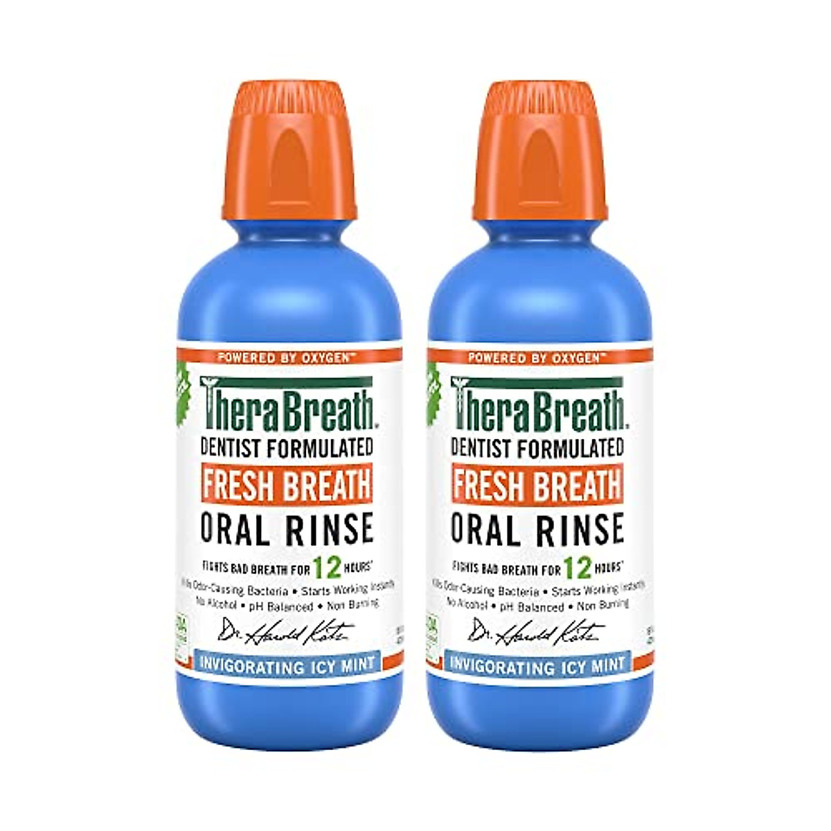 TheraBreath Fresh Breath Dentist Formulated Oral Rinse, Icy Mint, 16 Fl Oz (Pack of 2)
