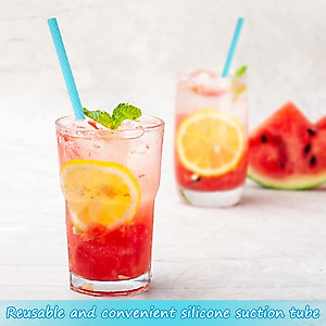 4 Set Reusable Straws Silicone Drinking Straws with Cleaning Brush and Case Portable Reusable Straws for Cold or Hot Drinks Picnic Party Travel Outdoors