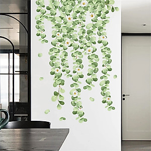 Hanging Vine Ivy Daisy Wall Decals Flower Wall Stickers Bedroom Living Room TV Wall Door Decor Murals (Hanging Vine Ivy Daisy)