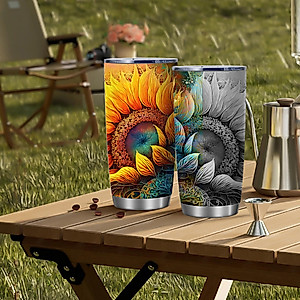 ATHAND Sunflower Gifts for Women,Sunflower Water Bottle,Sunflower Tumbler,Sunflower Cup,Sunflower Mug- 20 Oz Insulated Tumblers with Lid - Inspirational Gift for Women,Girls