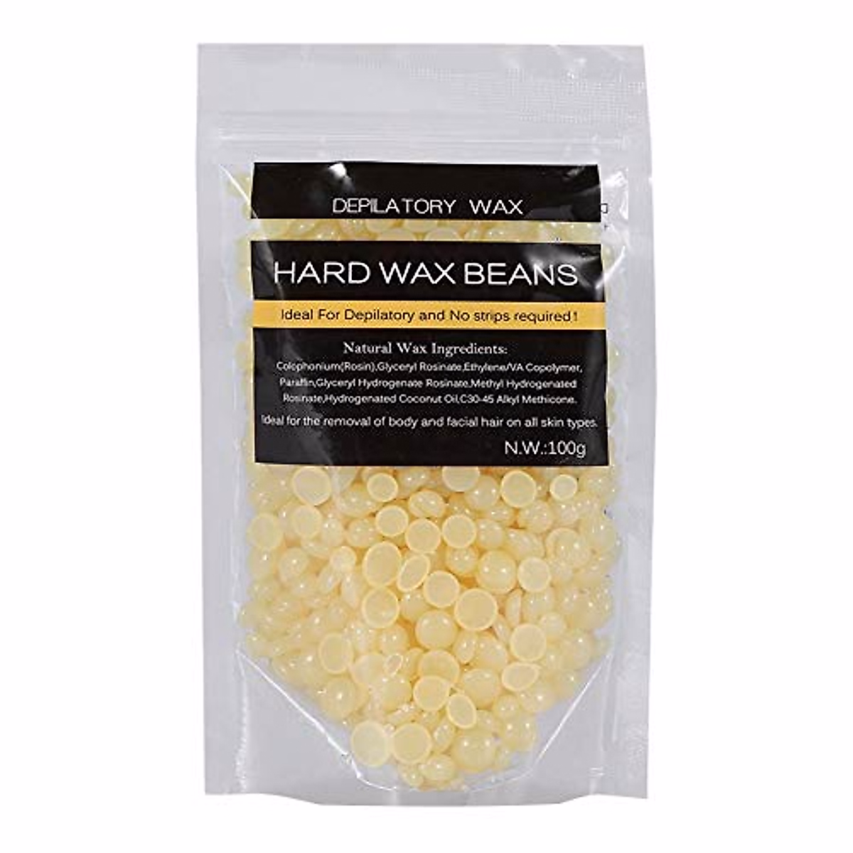 Depilatory Wax Beans,100g/Bag No Strip Hard Body Waxing Beans for Hair Removal (Honey)