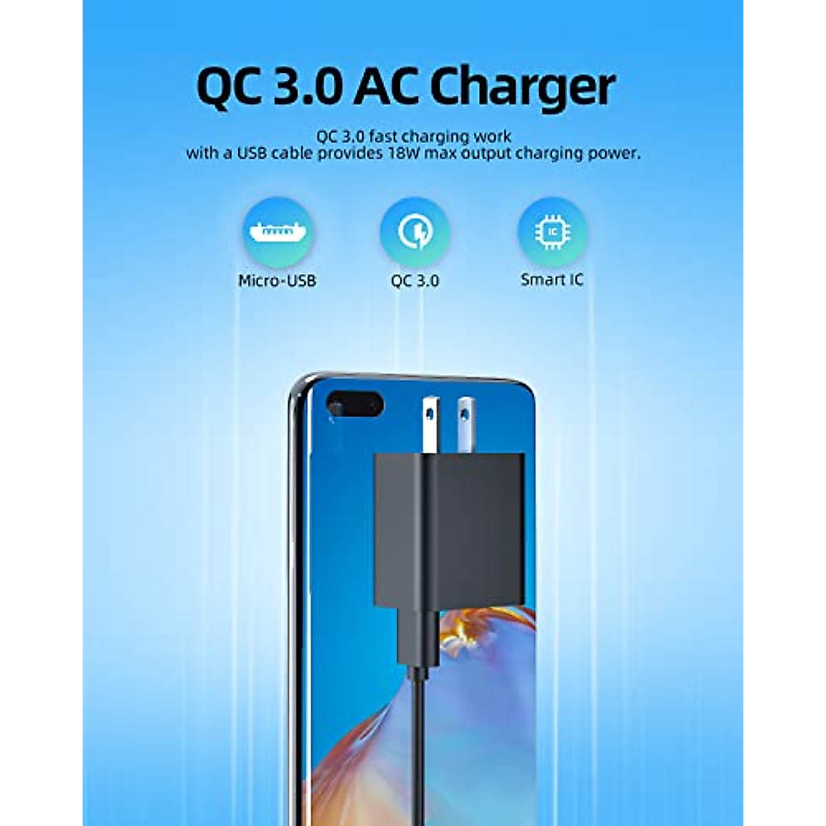 Fast Quick Charger Fit for Samsung Galaxy S6/S7 Edge/Active/Edge+, S4/S5 Active/Developer Edition/Mini/Zoom, S II/S III Mini, Galaxy A6/A10, Convoy 3/4, Gusto 3, Rugby 4/ III Phone Power Adapter Cord