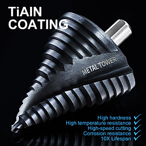 GRENPRO Gigantic Step Drill Bit,1/4" - 2-1/2"Large Step Drill Bit,M35 HSS Impact Tough Step Drill Bit Set,1/2" Shank Unibit Step Drill Bit for Metal, Stainless Steel, Aluminum, Wood, Plastic