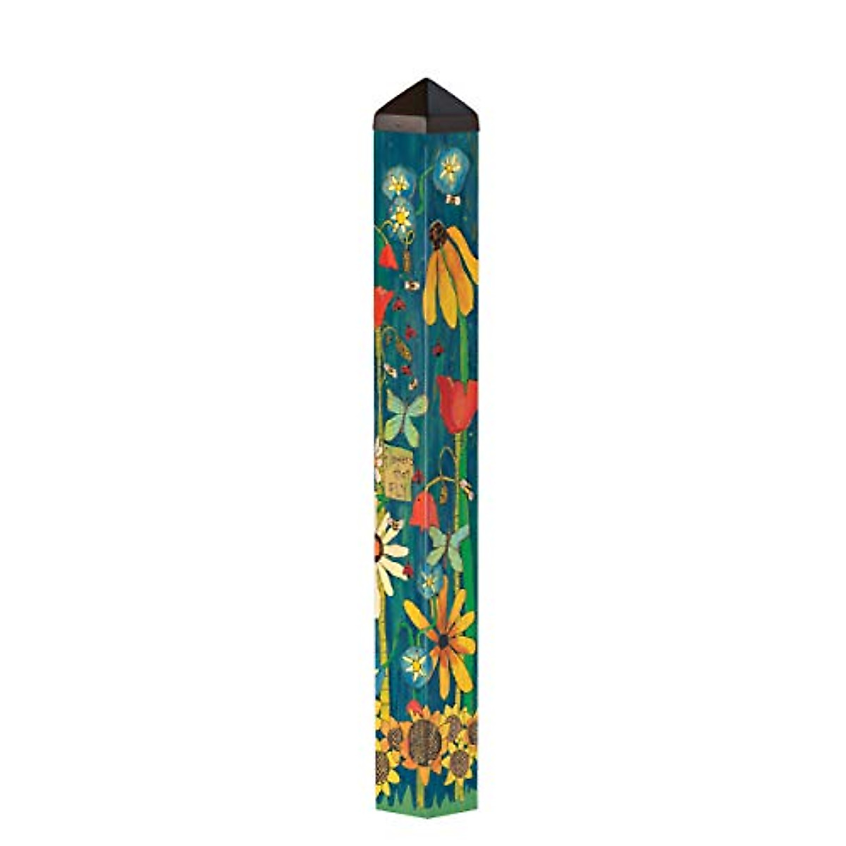 Studio M Earth Laughs in Flowers Art Pole Outdoor Decorative Garden Post, Made in USA, 40 Inches Tall