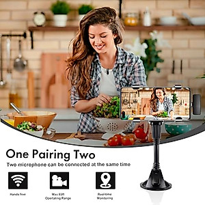 2 Pack Wireless Lavalier Microphones for Android iPhone iPad USB C with Charge Case -Noise Canceling Lav Mic Cordless Clip On Mic for Podcast Video Recording Vlog YouTube TikTok for Samsung iPhone 15