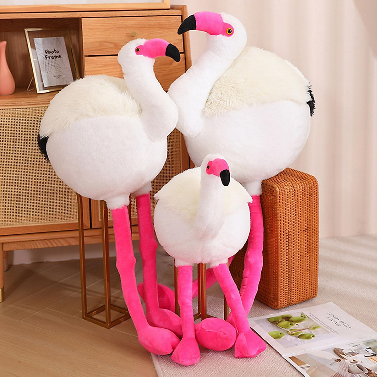 Soft Round Stuffed Flamingo Animal Plushie Fat Flamingo Plush Toys for Home Decor Cuddly Flamingo Pillow Hugging Flamingo Doll Gift for Kids or Lover (White, 19.7 Inch (from Head to feet))