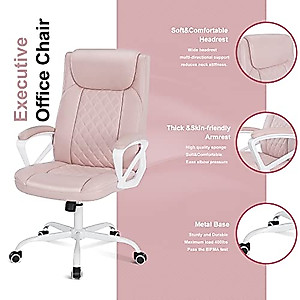 Misolant Executive Chair, Ergonomic Office Chair, Desk Chair, Big and Tall Office Chair, Office Executive Chair Adjustable Height, Comfortable Office Chair, PU Leather Office Chair
