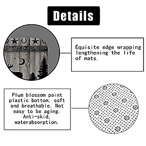 Camille&Andrew 4PCS/Set Rustic Deer Shower Curtain, Black Outhouse Pine Tree Moon Western Texas Star Horseshoe Wildlife Hunting Cabin Grey Barn Door Farmhouse Bathroom Decor, Non-slip Bath Rugs, Moose