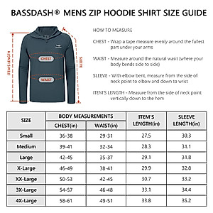 BASSDASH Men’s UPF 50+ 1/4 Zip Fishing Hoodie Shirt Quick Dry Performance Long Sleeve Sun Protection FS24M Slate Blue
