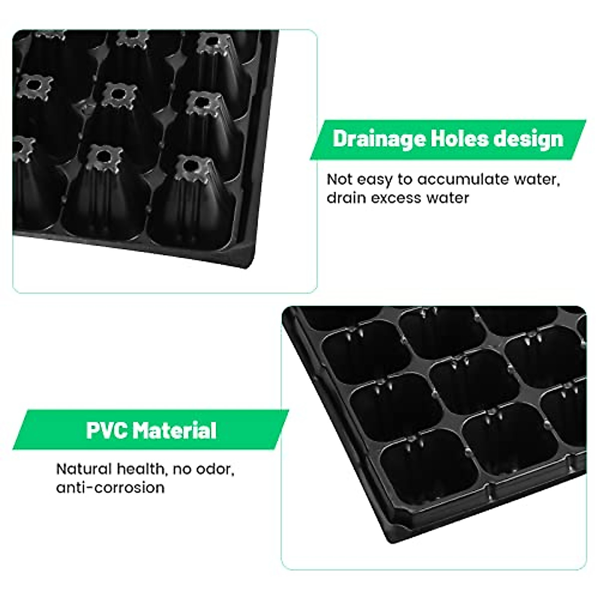 10 Pack Thick Durable 72 Cell Seed Starter Tray, 1.5inch Deep Seed Starter Kit, Gardening Germination Plastic Trays with Drain Holes Reusable Plant Grow Plug Propagation