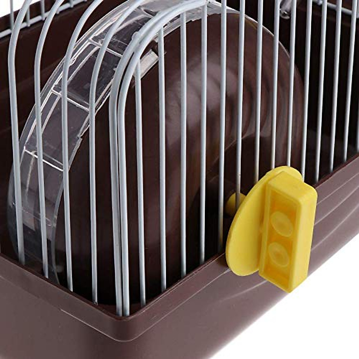 Pet Hamster Cage with Running Wheel Water Bottle Food Basin Portable Carrier House Mice Home Habitat for Going Out, Traveling (Coffee)