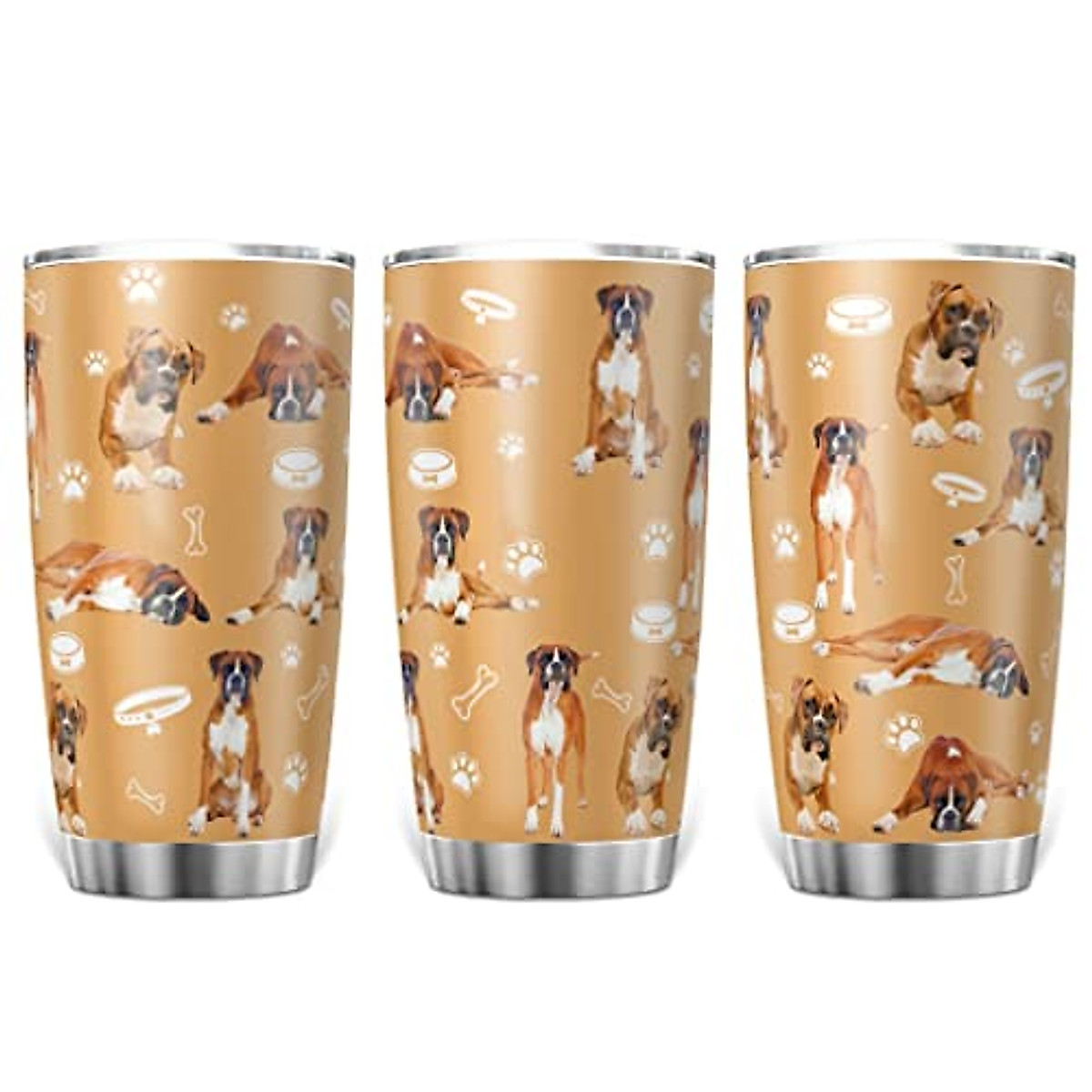 WmhrYpzhL Boxer Travel Mug Dog Coffee Cup Stainless Steel Insulation Tumbler with Lid For Ice Drinks＆Hot Beverage Gifts Boxer