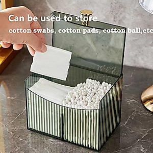BEENIFIC Qtip Holder Dispenser,Cotton Round Pad Holder Bathroom Canister,Apothecary Jars with Lids Cotton Swab and Ball Holder (Transparent black)