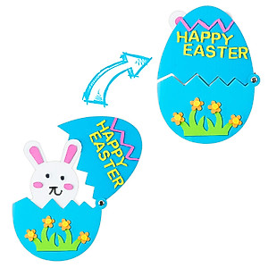 MALLMALL6 8Pcs Easter Egg DIY EVA Art Craft Kit with Peace Chicks Happy Rabbits Beautiful Flower Hope Bunny Out of the Eggshells Kids Favor Springtime Party Supplies Holiday Family Activities Gift Set