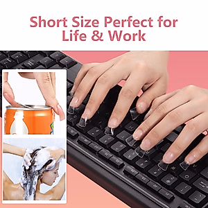 Lionvison Clear Duck Nails Tips, Short Duck Feet Nail Tips Flare Wide Press on Nail Tips for Acrylic Nails, 240PCS Half Cover False Nail Extensions Tips for Nail Salon Tech, 10 Sizes with Nail Charms