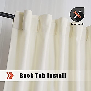 Ivory Velvet Curtains Elegant Window Drapes for Living Room 84 Inch Long Light Dimming Room Back Tab/Rod Pocket Panels Privacy Bedroom Sliding Door Backdrops Décor, Set of 2 (Ivory)