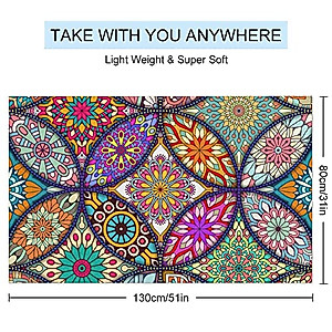 My Little Nest Bath Towels Quick Dry Bathroom Towels Abstract Boho Flowers Mandala Absorbent Shower Towels Soft Hand Towel Wash Cloths for Spa Pool Hotel Gym 31" x 51"
