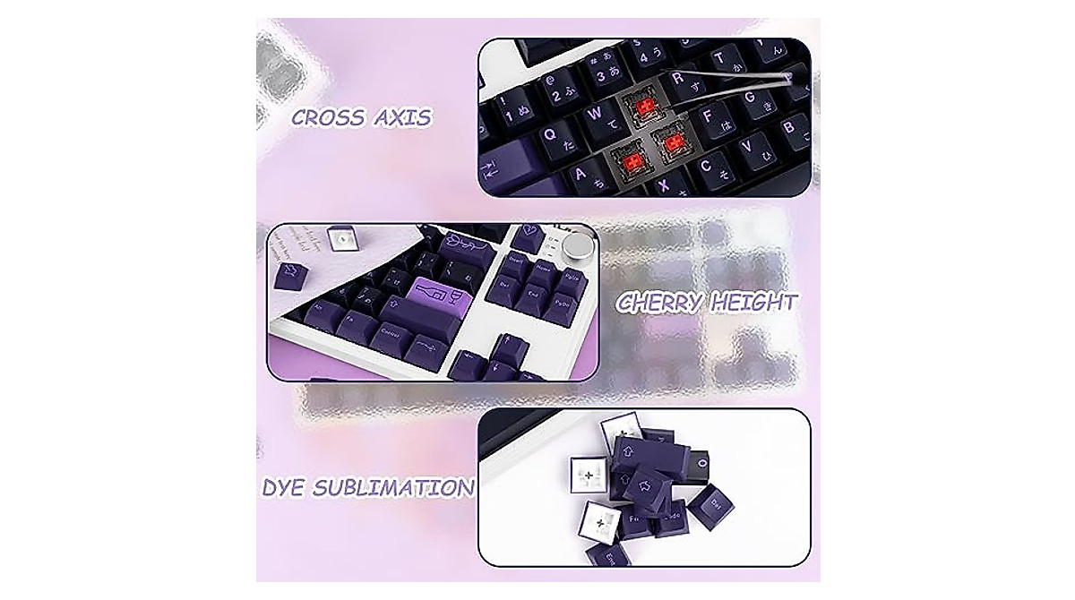 JOLINTAL 129 Keys Purple Keycaps for Mechanical Keyboards
