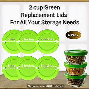 Klare Ware 2 Cup Replacement Lids/Covers for Pyrex 7200, Anchor Hocking & Klare Ware Storage Bowls (Glass Container Not Included) Microwave, Freezer & Top Rack Dishwasher Safe (6 Pack, Turquoise)