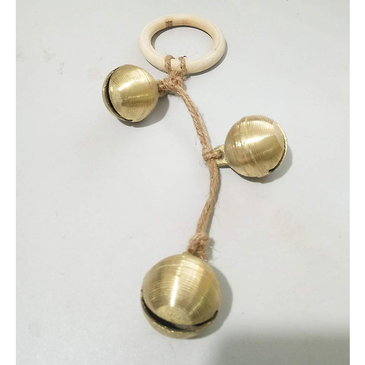 Retro Copper Bell String Home Garden Decoration Hanging Bells Wooden Ring Twine Decoration (Style1)
